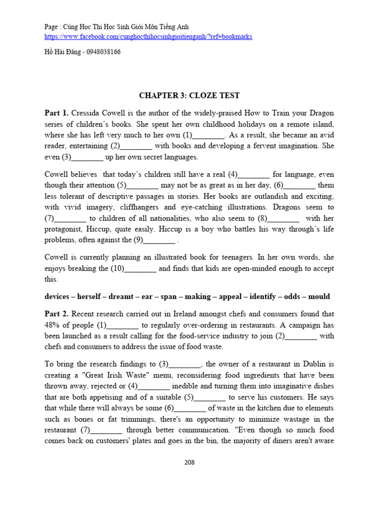 Open Cloze Questions in English Learning | PDF