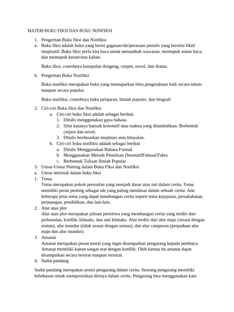 Materi Buku Fiksi Dan Buku Nonfiksi | PDF