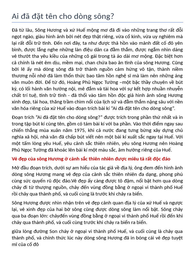 Ai đã đặt tên cho dòng sông | PDF