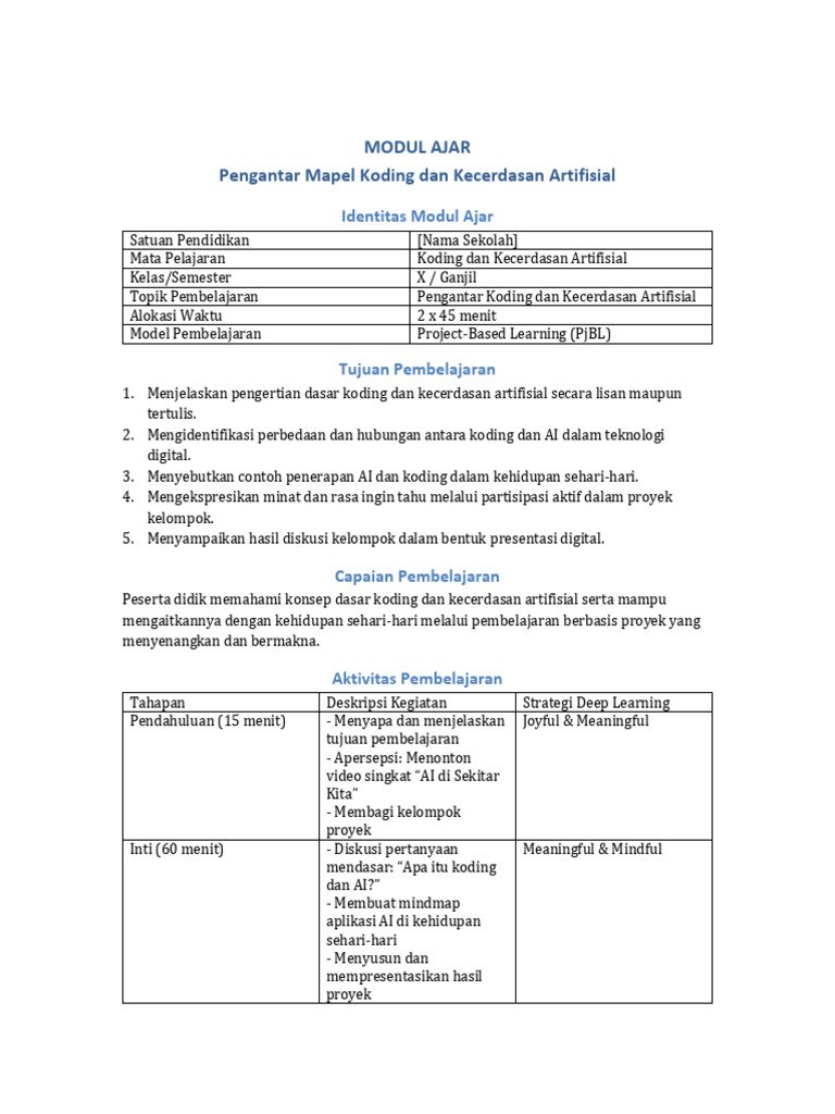 Perangkat Ajar Koding Dan AI | PDF