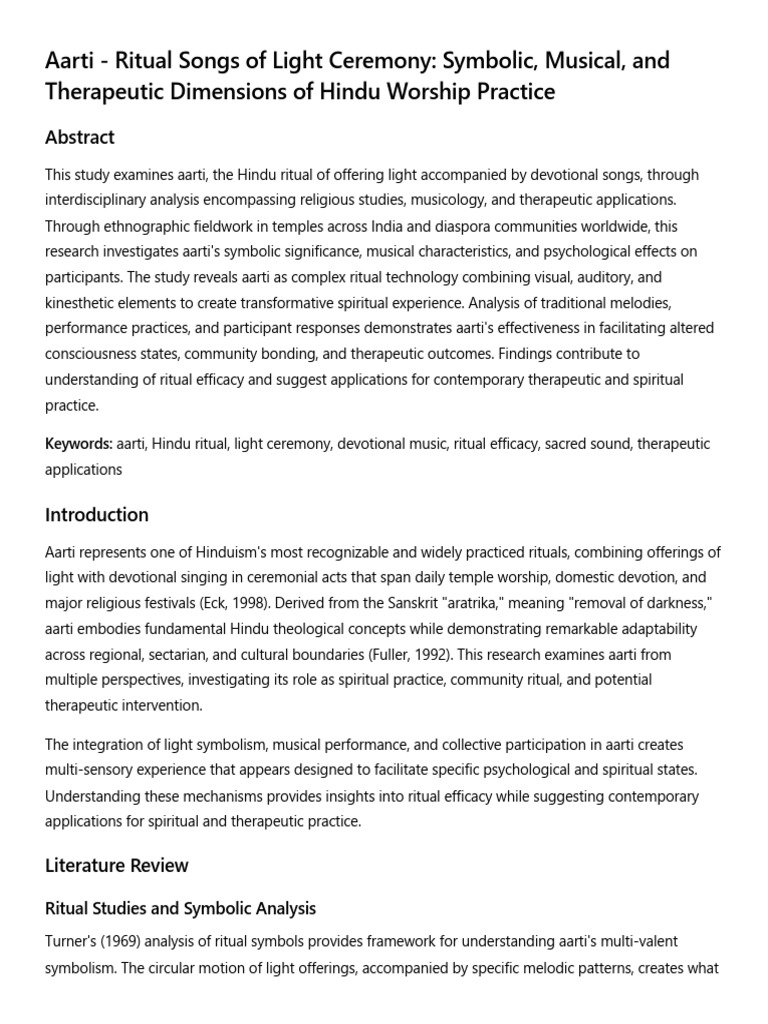 Aarti: Hindu Light Ritual Analysis | PDF | Divinity | Rituals
