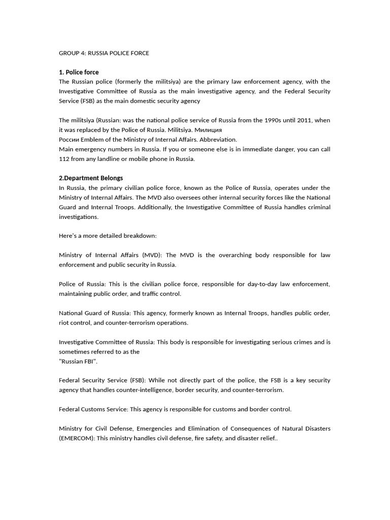 Overview of Russian Police Force | PDF | Military Rank | Lieutenant