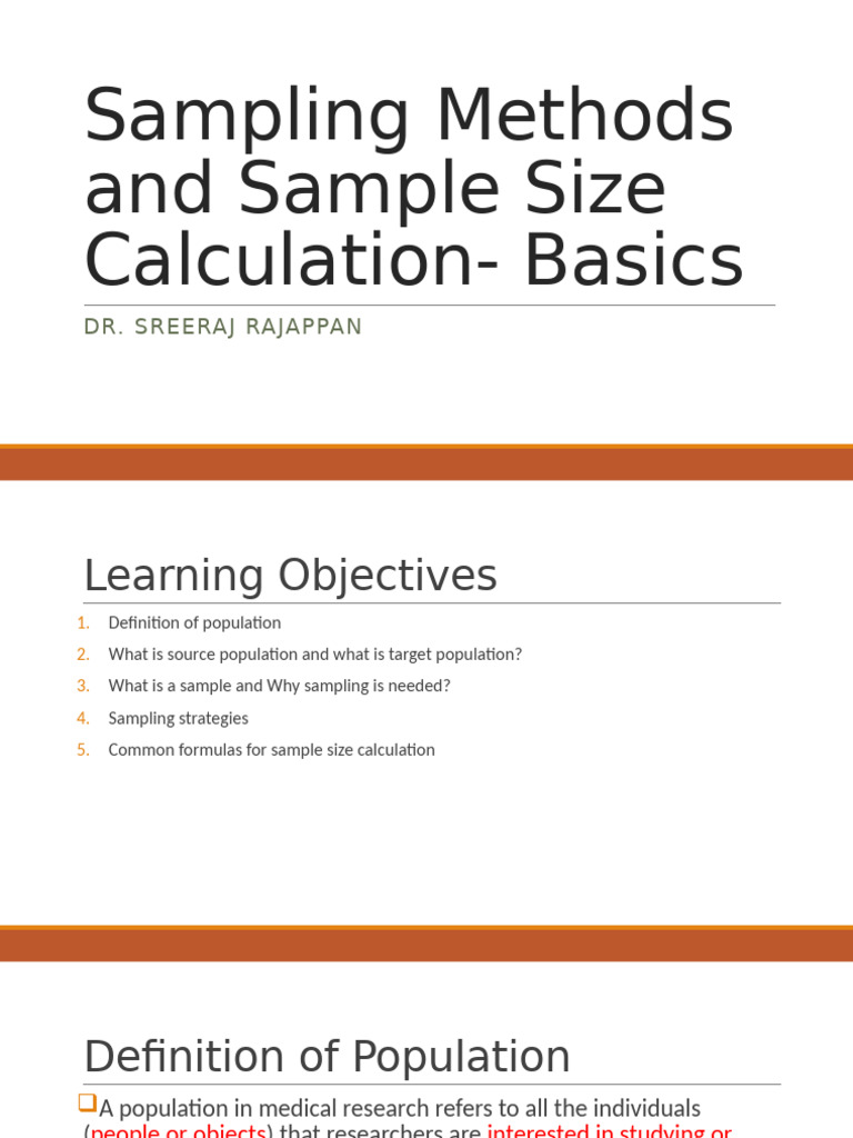Sampling Methods and Size Calculation Guide | PDF | Sampling ...