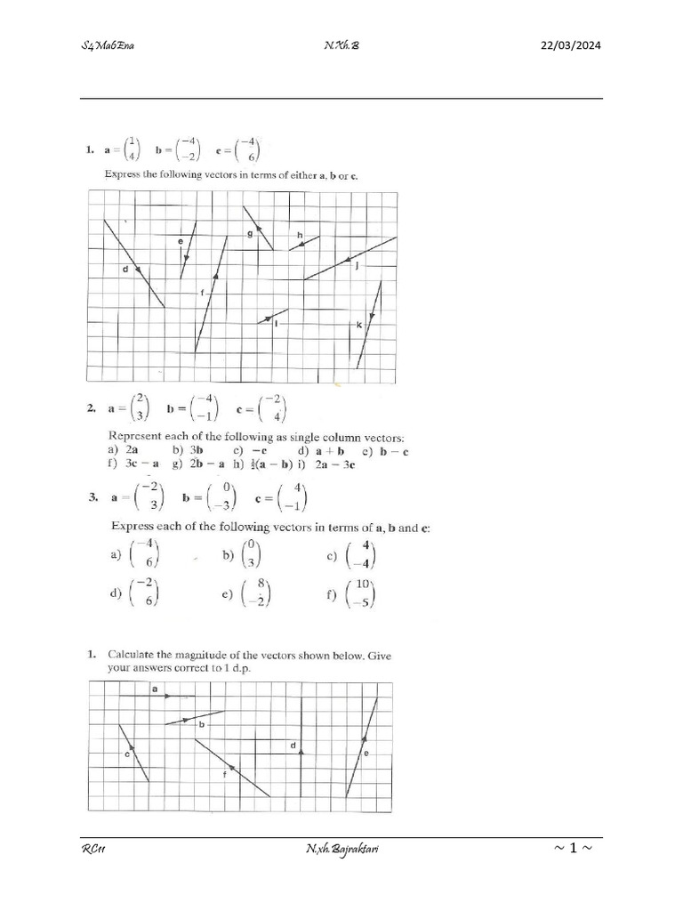 Revision Vectors Exercises Guide | PDF