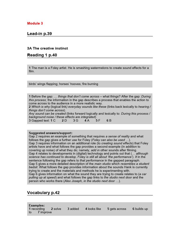 Module 3 - Key | PDF | Essays | Verb