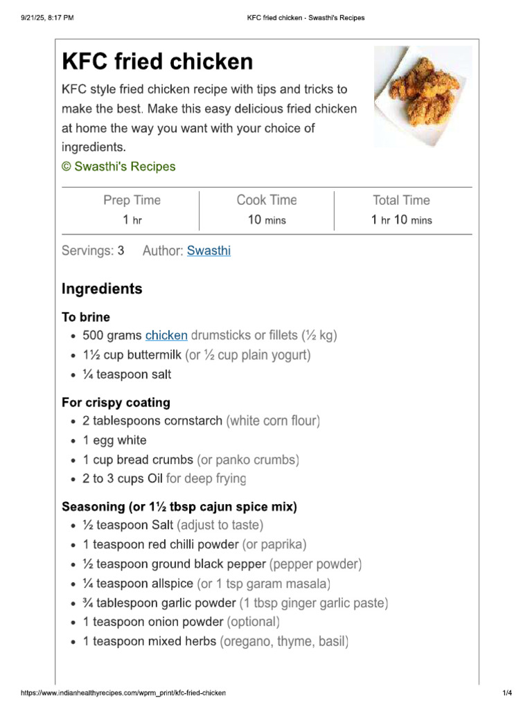KFC Recipe | PDF