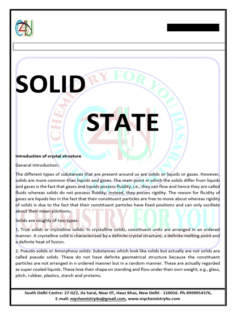 Solid State Material PDF | PDF | Ion | Ionic Bonding