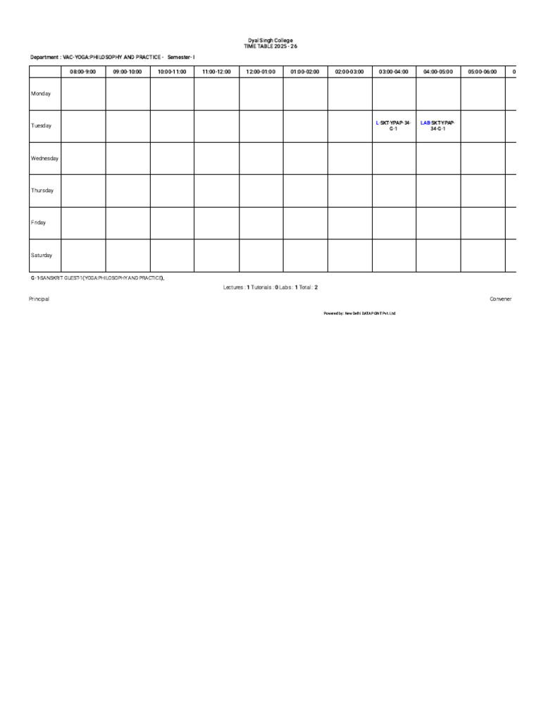 VAC Time Table | PDF