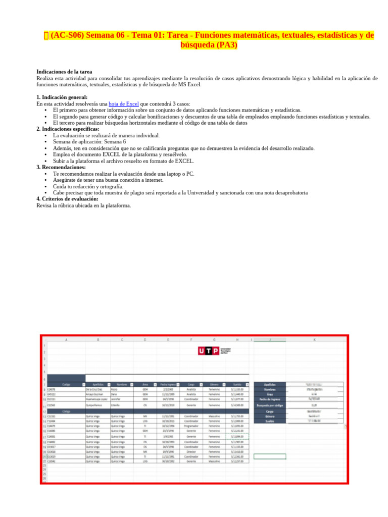 (AC-S06) Semana 06 - Tema 01: Tarea - Funciones Matemáticas, Textuales, Estadísticas y de ...