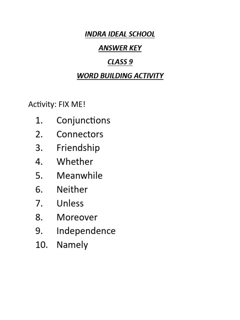 Answer Key CL 9 | PDF