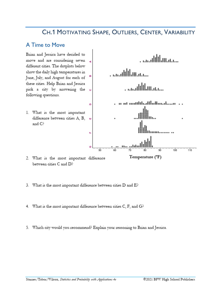 Ch1 Activity Motivating Shape Outliers Center Variability STUDENT | PDF