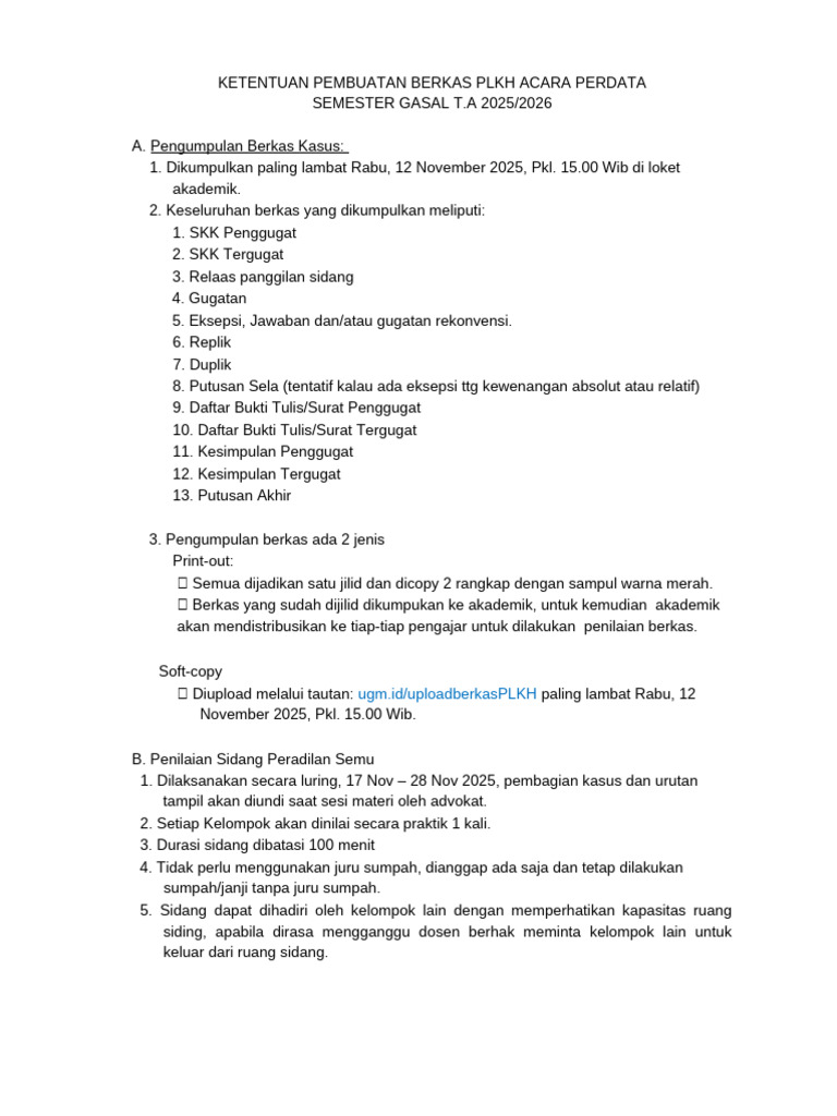 Ketentuan Berkas PLKH Acara Perdata | PDF