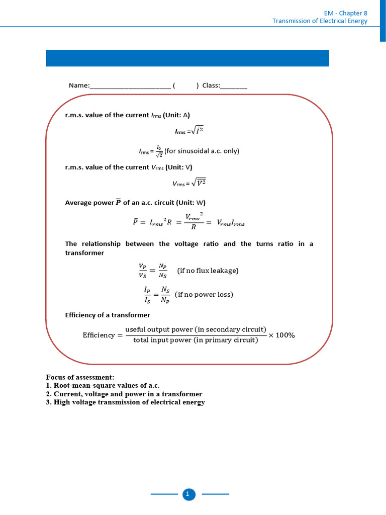 Chapter 8 Transmission of Electrical Energy | PDF | Transformer ...