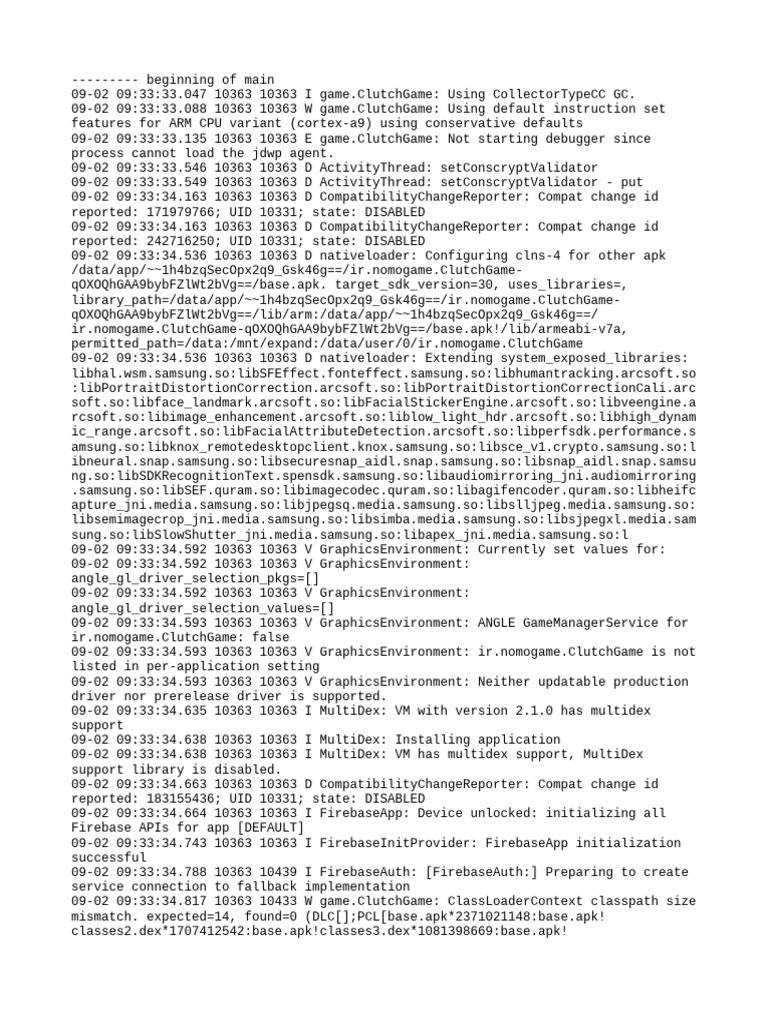 ClutchGame Debugging and Initialization Logs | PDF | Computing ...
