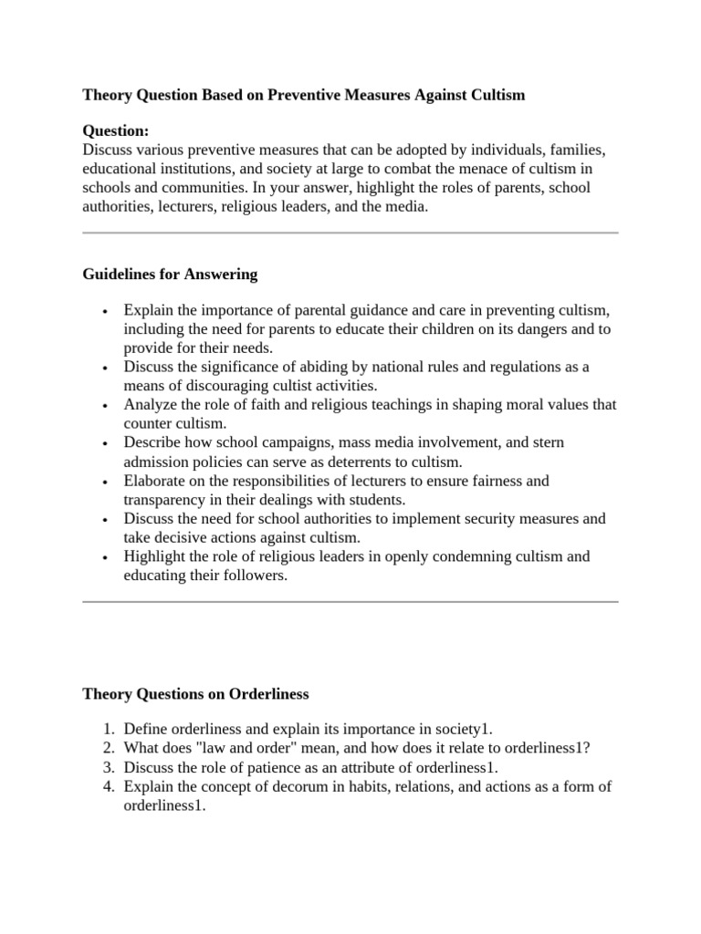 Preventive Measures Against Cultism | PDF