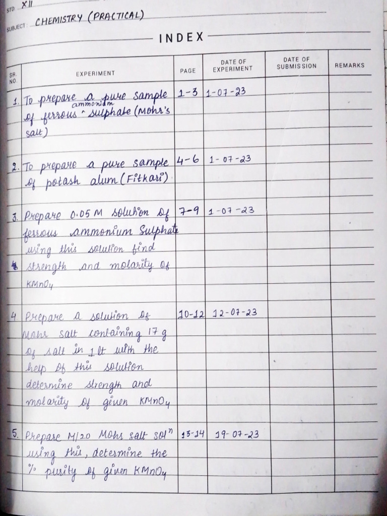 Chemistry Practical File | PDF