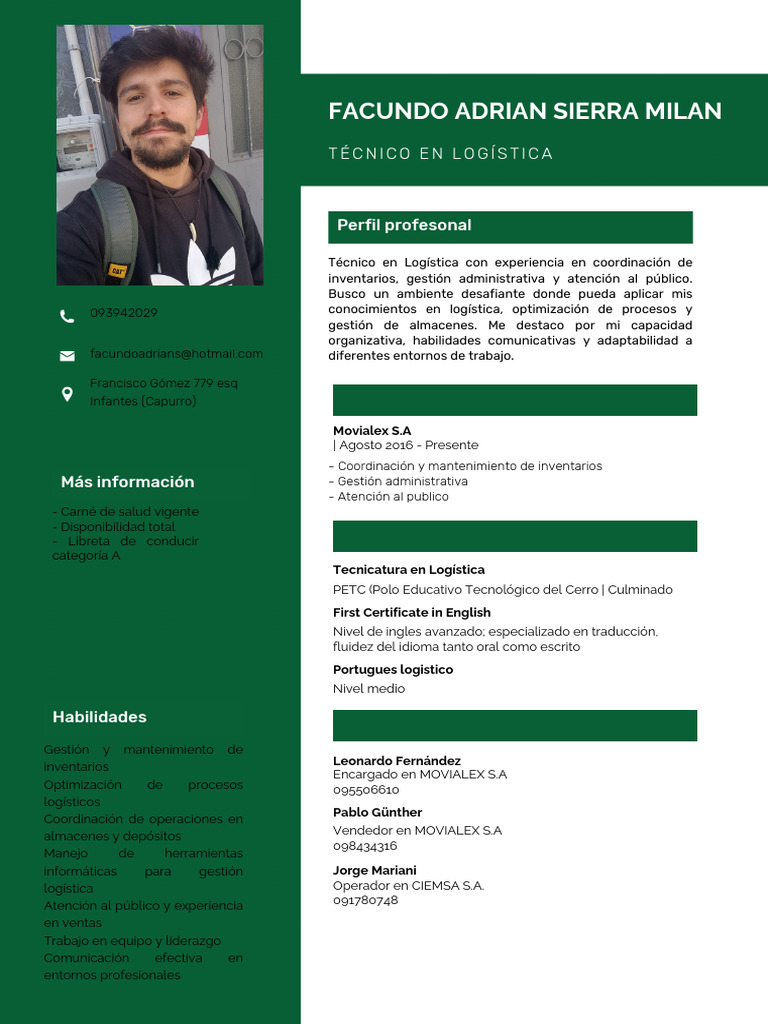 CV Facundo Adrian Sierra Milan - 2.Pdf - 20250424 - 134601 - 0000 | PDF | Logística