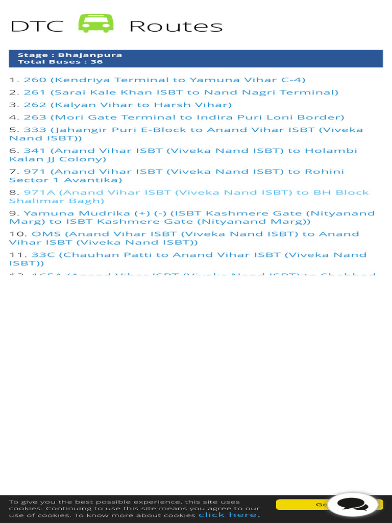 DTC Bus Routes Stop Bhajanpura 36 Buses From Bhajanpura | PDF