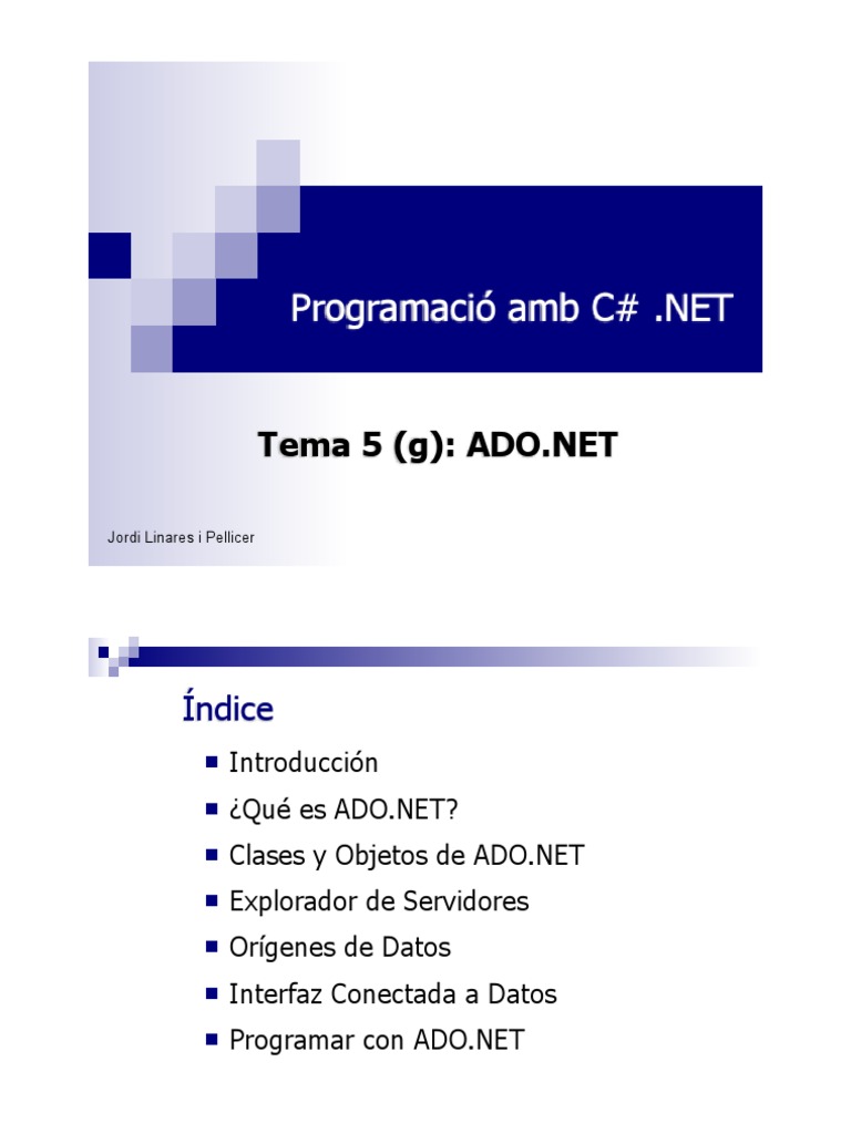 Tema 5-2 Ado Net | Descargar gratis PDF | Active X Data Objects | Tabla (base de datos)
