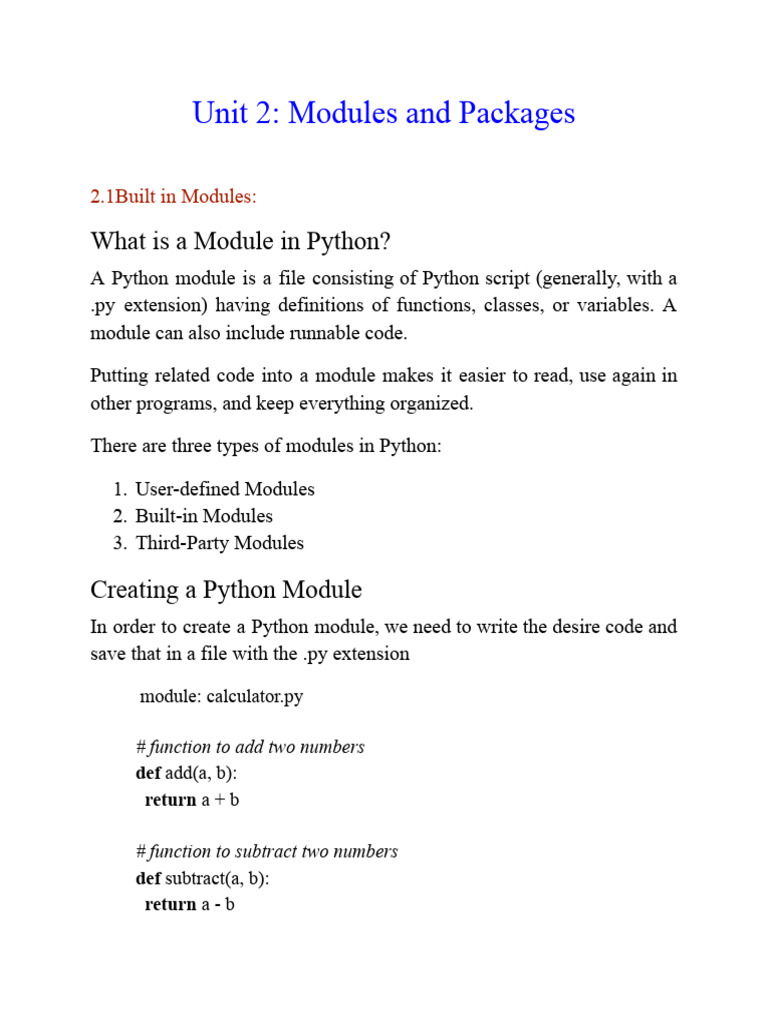 Python Modules and Packages Guide | PDF | Python (Programming Language ...