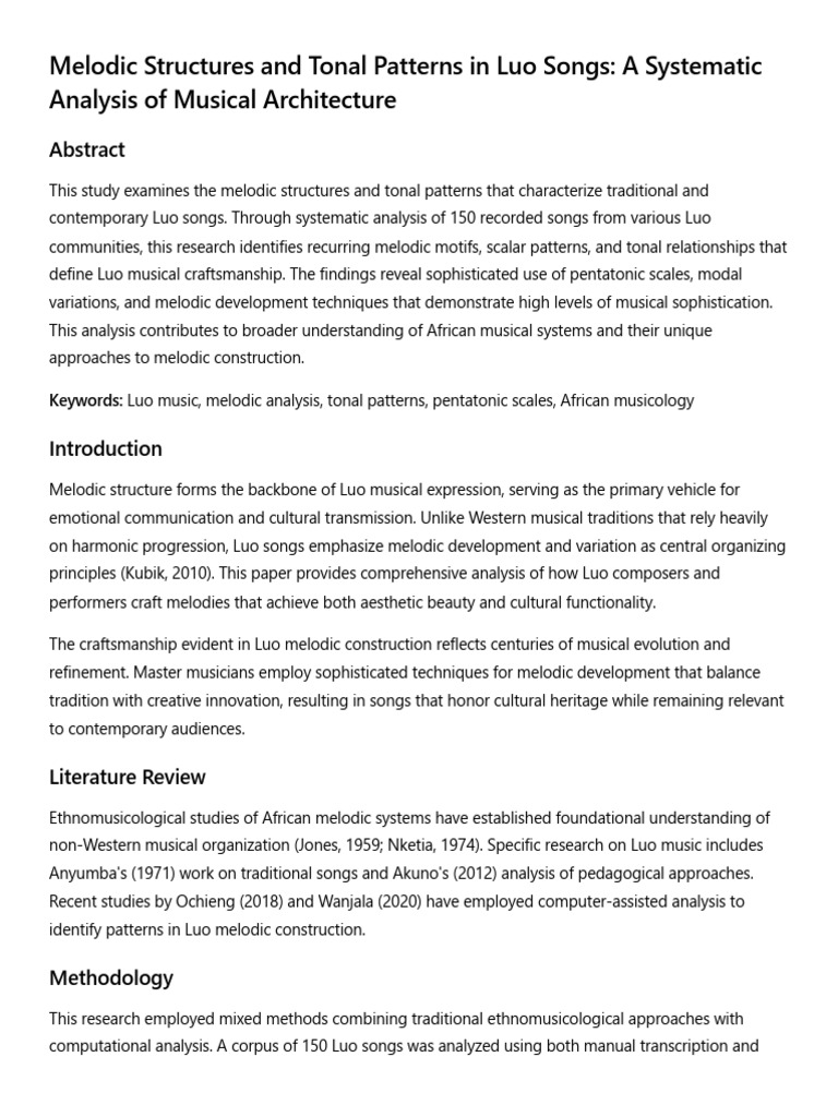 Paper 2 - Melodic Structures and Tonal Patterns in Luo Songs | PDF ...