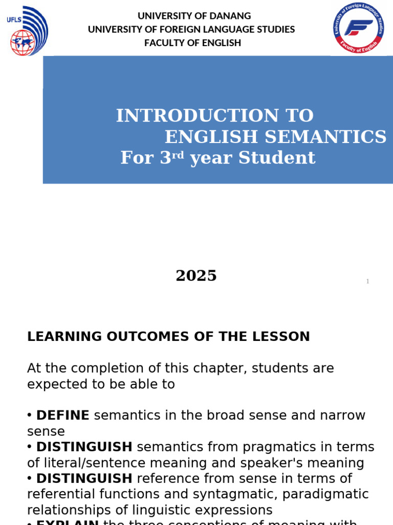Semantics Chapter 1 2025 | PDF | Semantics | Linguistics
