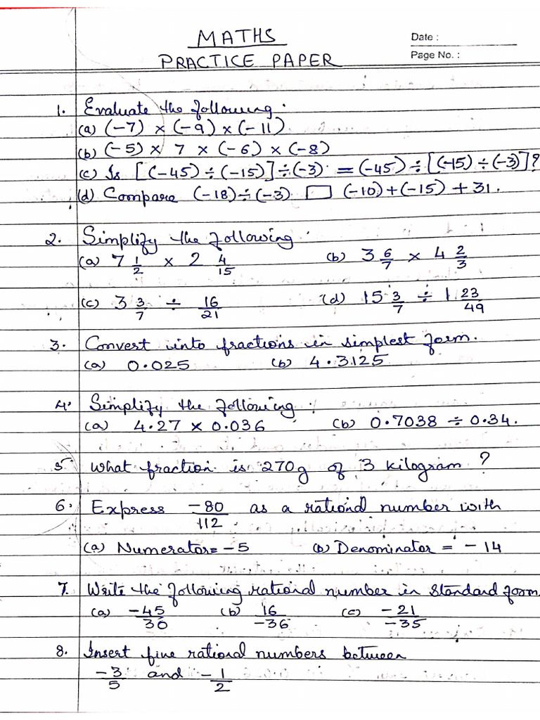 Maths Practice Questions | PDF