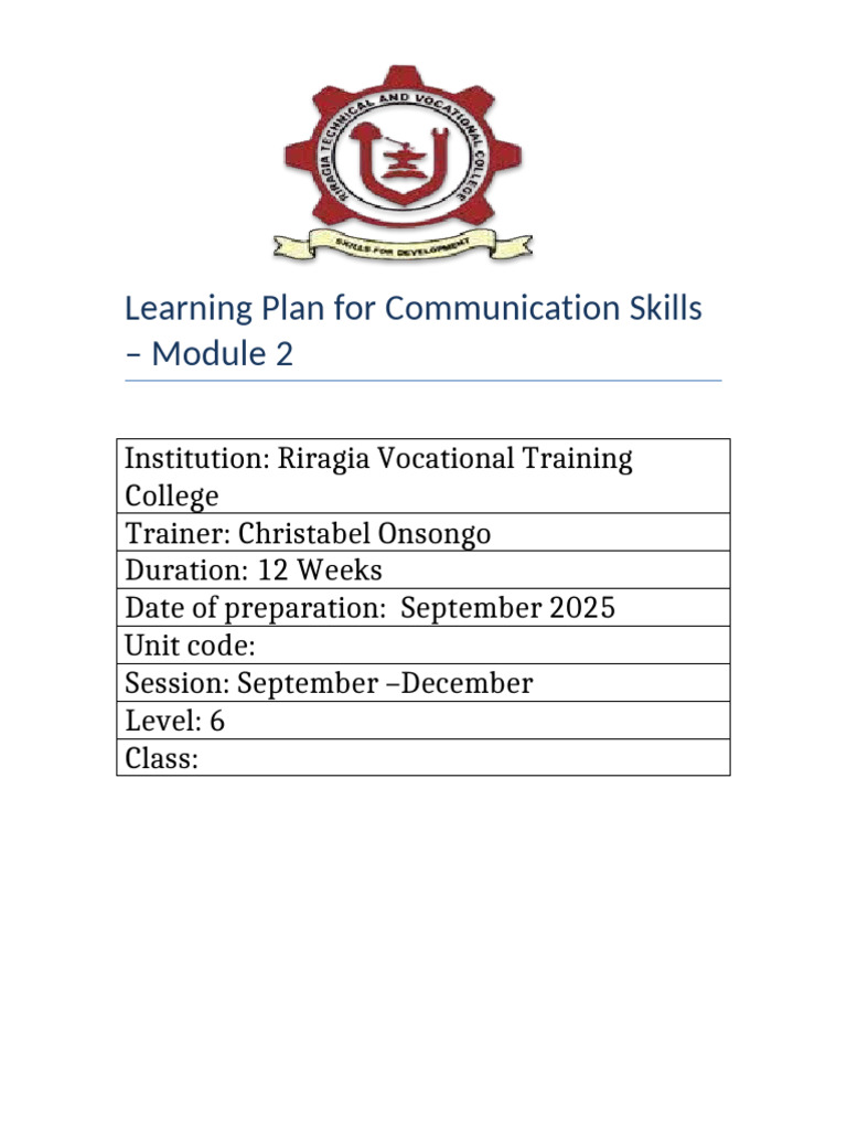 Communication Skills Module2 LearningPlan | PDF | Communication | Human Communication