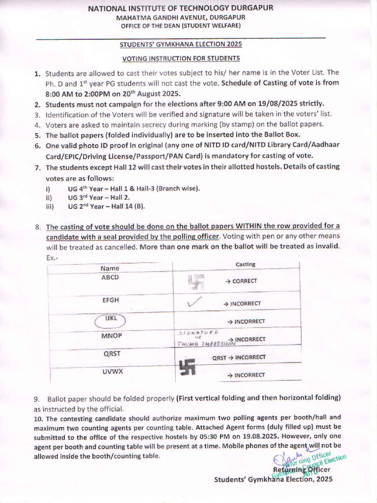 Voting Instructions For Students | PDF