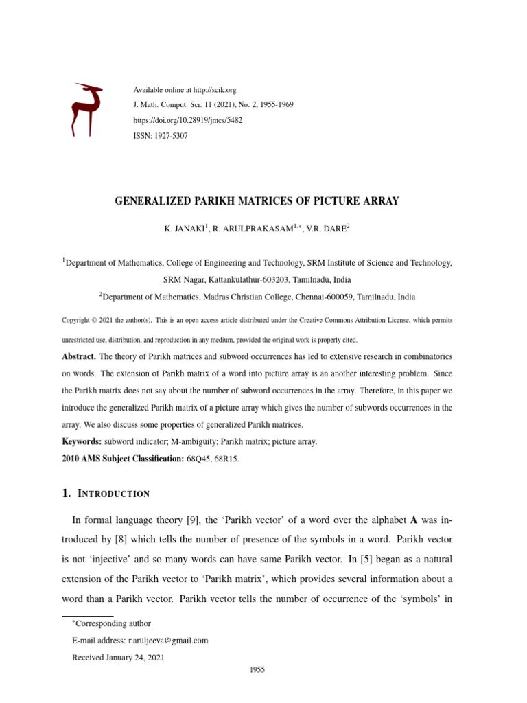 Generalized Parikh Matrices Explained | PDF | Matrix (Mathematics ...