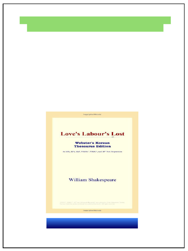 Love S Labour S Lost Webster S Korean Thesaurus Edition William ...
