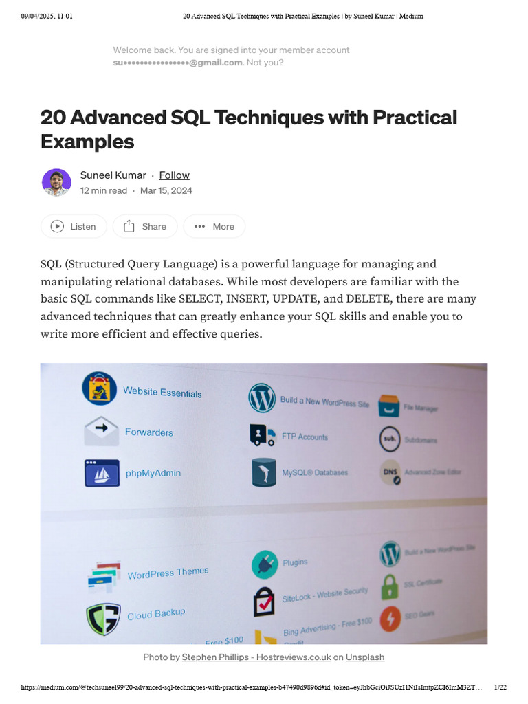 Advanced SQL Techniques Explained | PDF | Sql | Information Technology ...