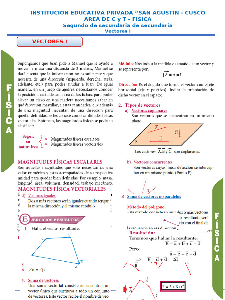 6 - 3 - Fis - 2° Sec - UA 02 - SA 01 - Vectores I - 1 Teoria | PDF
