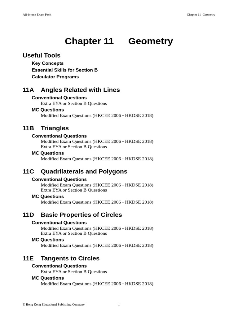 Geometry Exam Pack: Key Concepts & Skills | PDF | Circle | Perpendicular