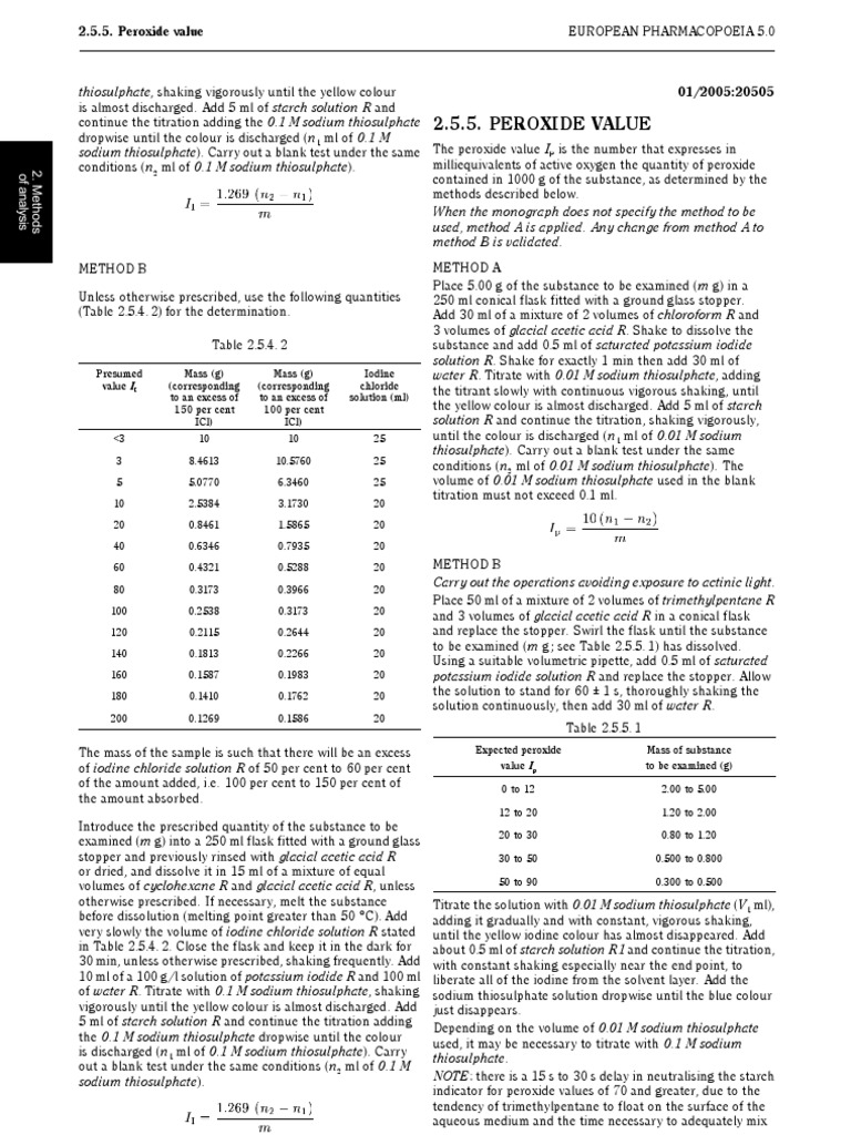 Determination of Peroxide Value | PDF | Titration | Chemistry