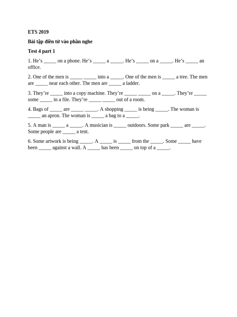 Điền Từ ETS 2019 Test 4 Part 1 | PDF