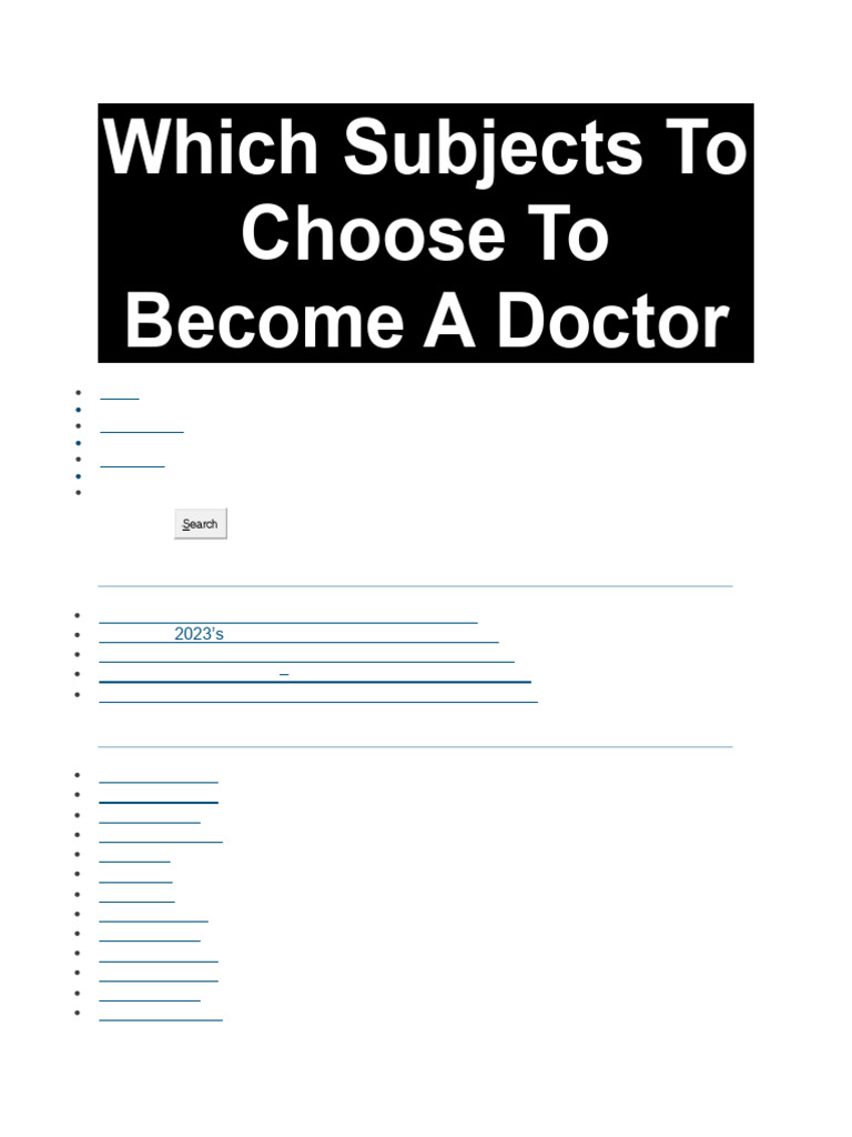 Essential Subjects for Future Doctors | PDF | Medical School | Medicine