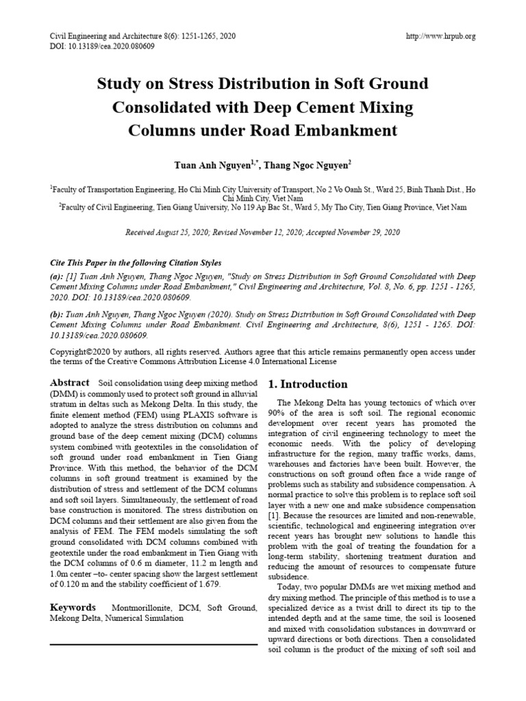 Study On Stress Distribution in Soft Ground Consolidated With Deep ...