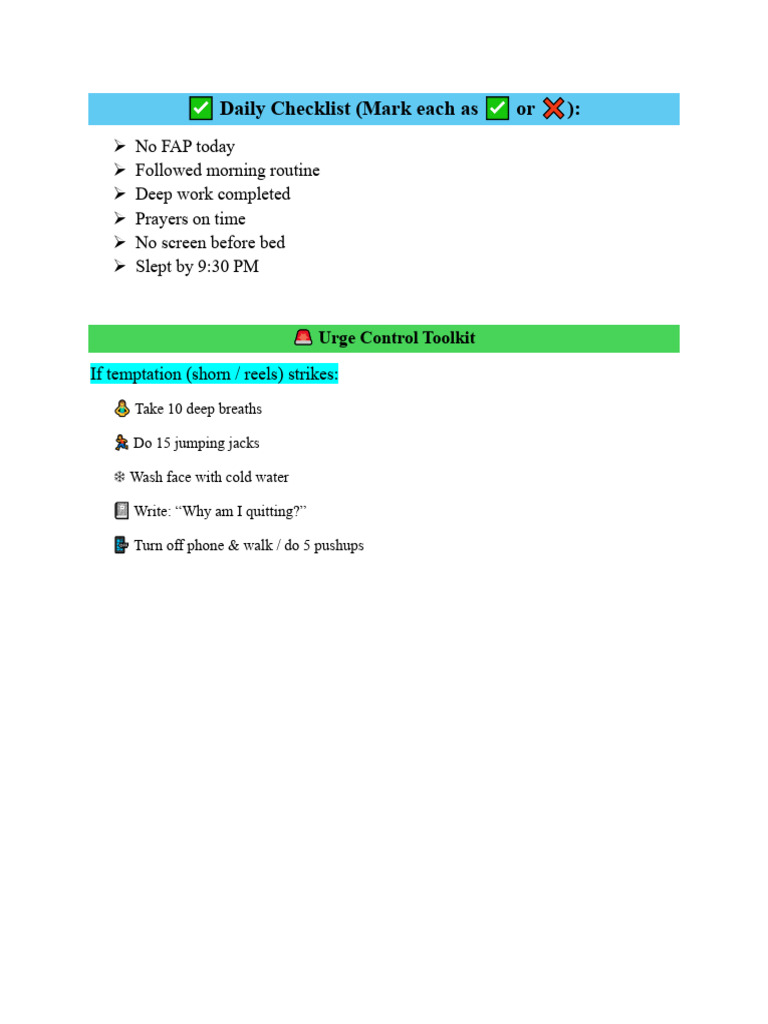 Daily FAP Routine Checklist | PDF