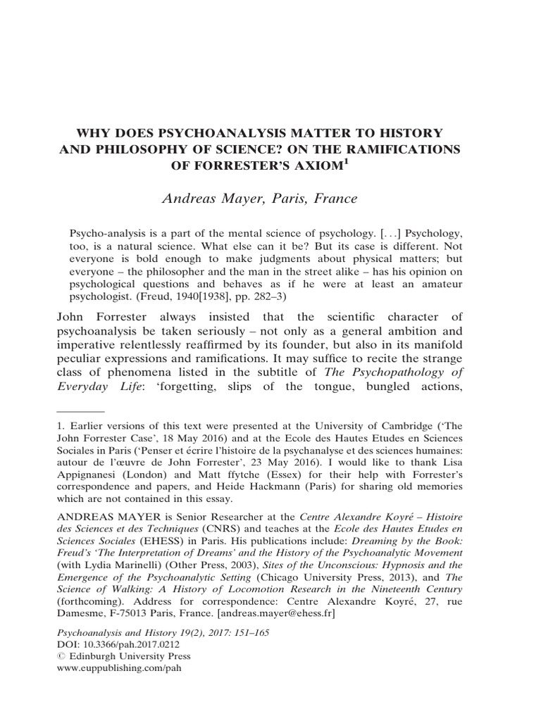 Psychoanalysis in History and Science | PDF | Psychoanalysis | Sigmund ...