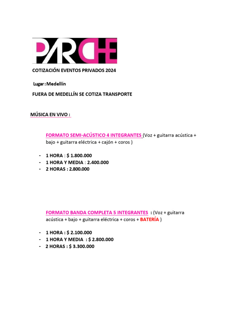 Precios Even To S Priva Dos 2024 | PDF