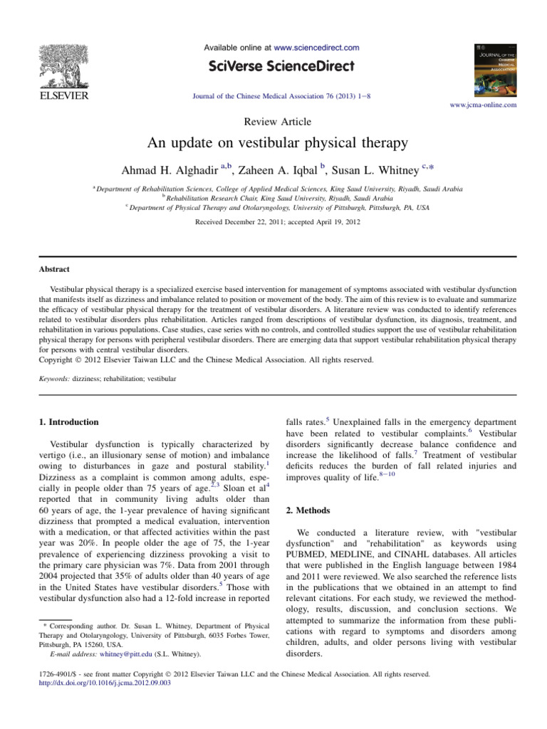 Vestibular Physical Therapy Update | PDF | Vertigo | Balance (Ability)