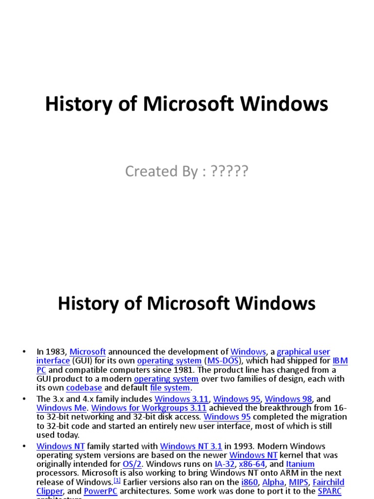 History of Microsoft Windows | PDF | Windows Server 2003 | Microsoft ...