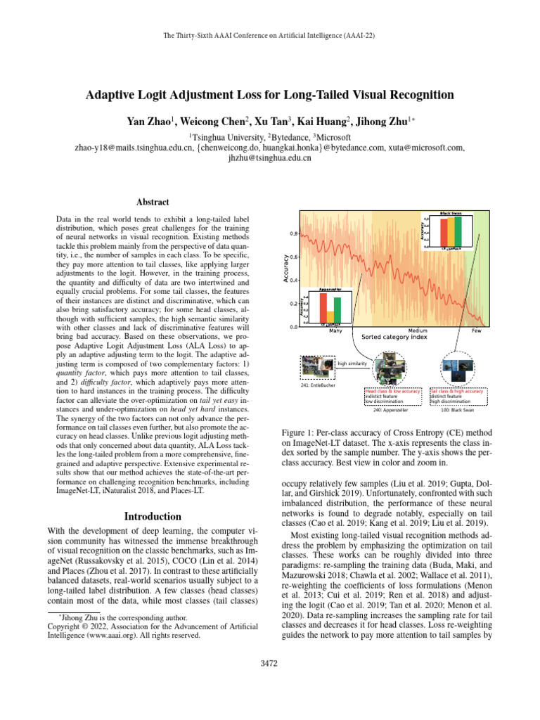 Adaptive Logit Adjustment Loss For Long-Tailed Visual Recognition | PDF ...