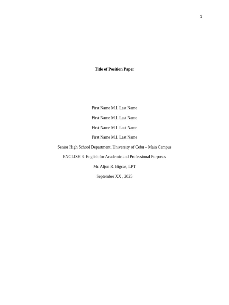 PT 2 Level 2 Template Final Position Paper | PDF
