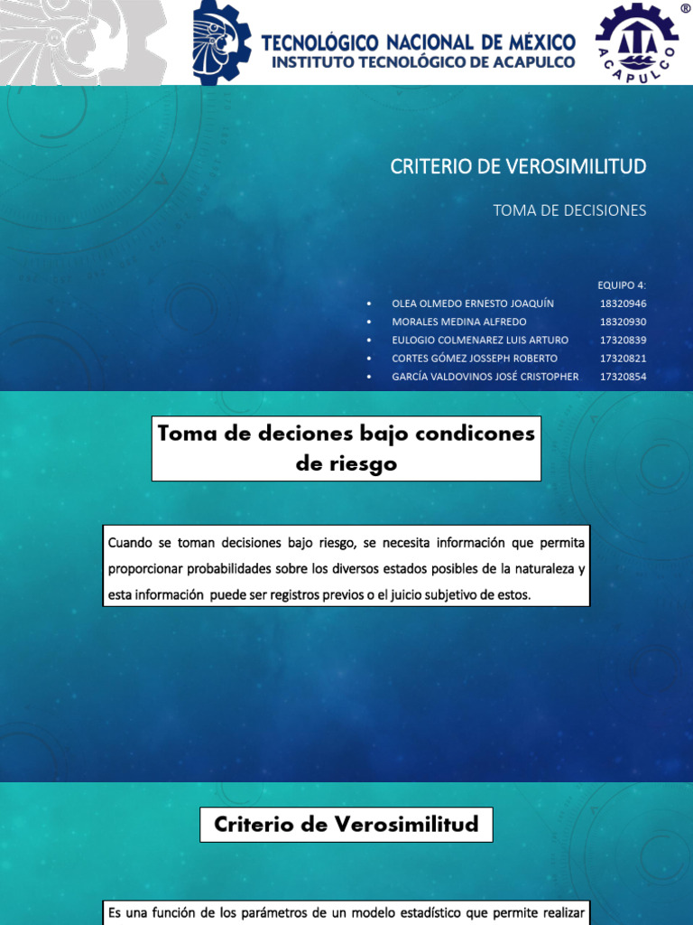 Criterio de Verosimilitud Presentación Equipo 4 | PDF