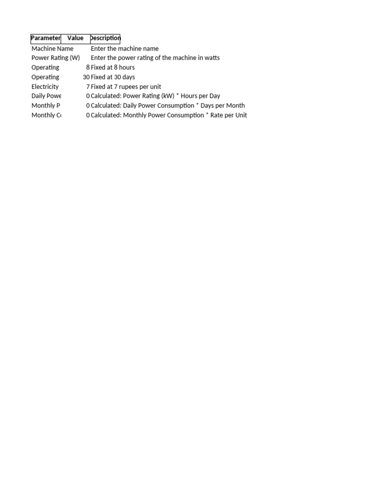 Machine Power Consumption Calculator | PDF