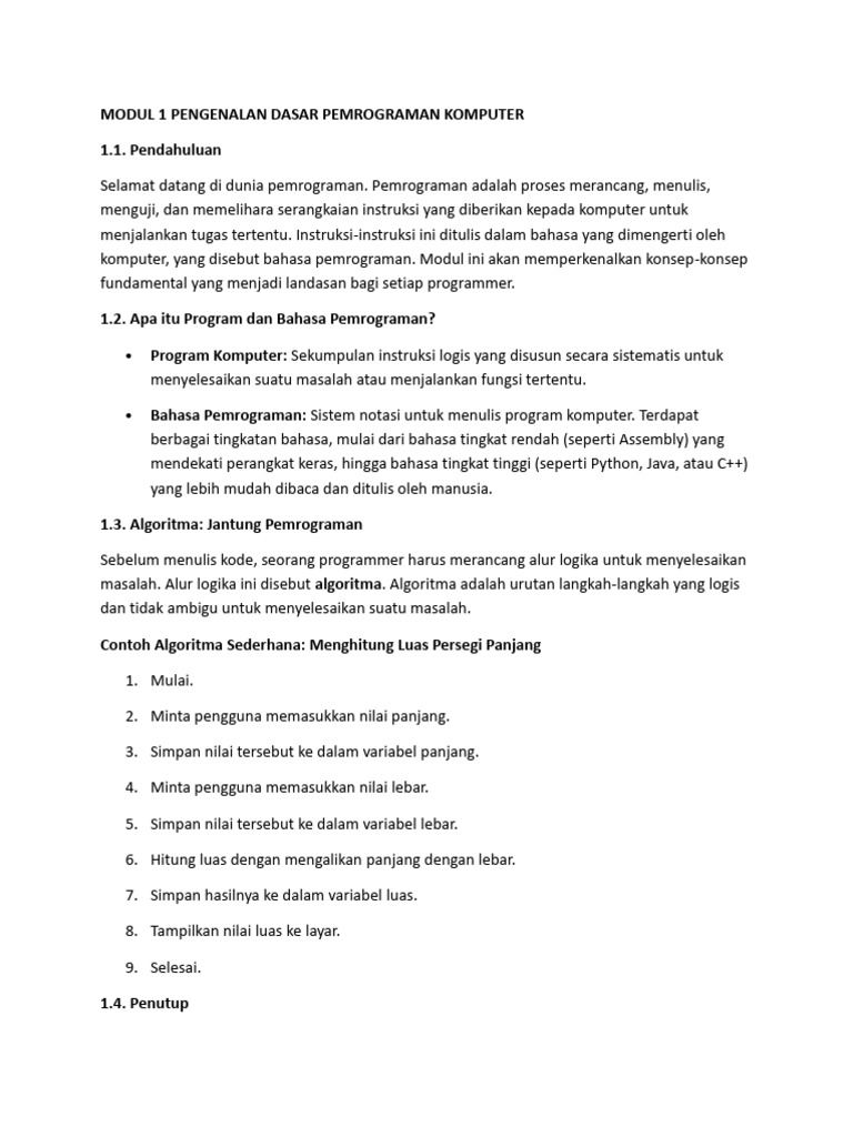 Modul 4 Pengenalan Dasar Pemrograman Komputer | PDF