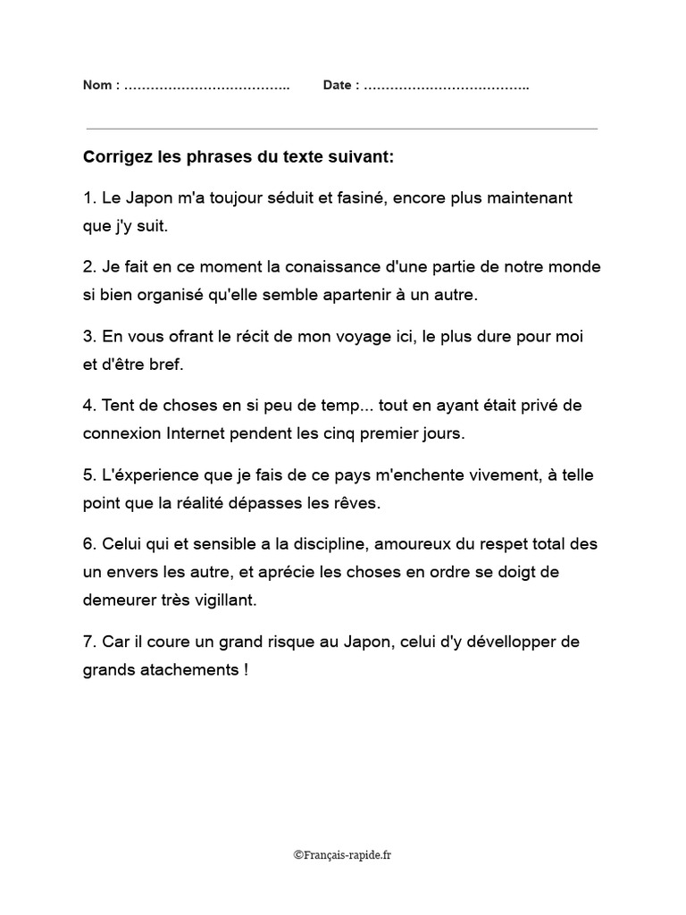 Corrigez les fautes dans ce texte | PDF