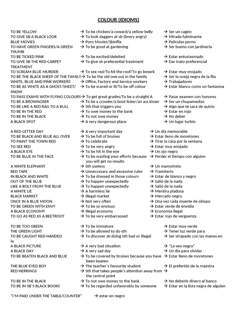 Colour Idioms | PDF